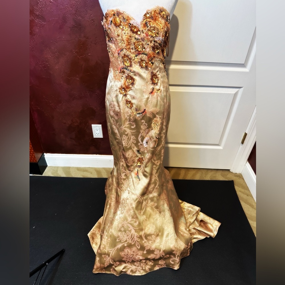 Beautiful Gold Gown Embellished With Gold Sequins And… - Gem